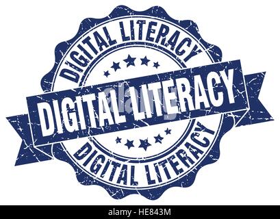 digital literacy sign. digital literacy round ribbon sticker. digital ...