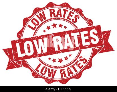 low rates sign. low rates round ribbon sticker. low rates tag Stock ...