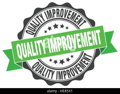 quality improvement sign. quality improvement round ribbon sticker ...