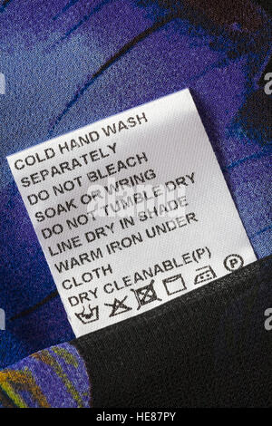 washing care symbols instructions label in 100% cotton hoodie garment ...