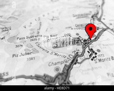 St. Moritz city over a road map (SWISS Stock Photo - Alamy