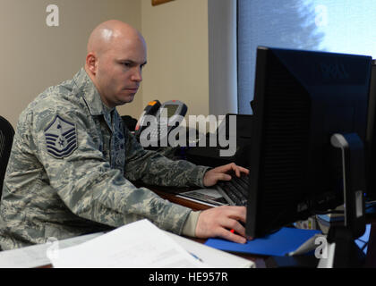 Master Sgt. Patrick Hill, 28th Medical Group first sergeant, briefs the ...