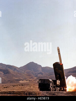 A ground-launched cruise missile (GLCM) rises away from the Transporter ...