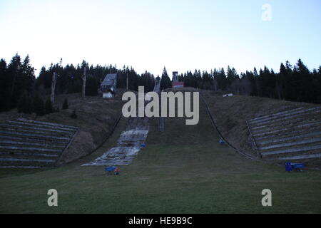 Ruins of Igman Hotel near Igman Olympic Jumps, destroyed during Bosnian ...