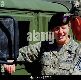 Female Captain of the US Air Force Honor Guard in ceremonial march ...