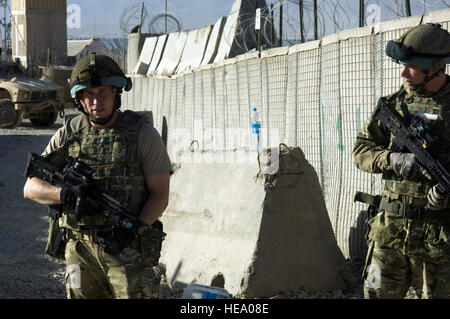 Members of the British army guard the entrance after an improvised ...