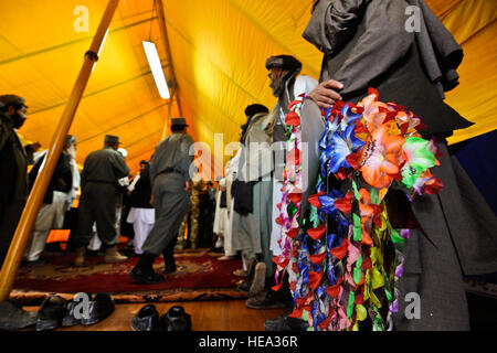 U.S. and Afghan military leaders attend the ribbon-cutting ceremony for ...