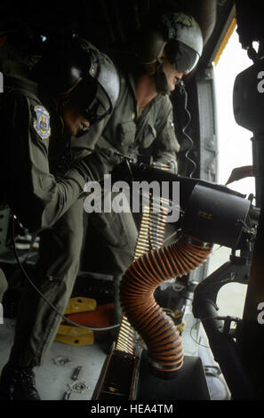 A CH-3E Sea King helicopter from the 1550th Combat Crew Training WinG floats on the surface of ...