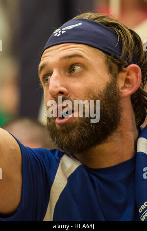 Air Force athlete Ryan Gallo (left) talks Alex Gaud-Torres (right ...
