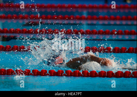 U.S. Army Sgt. Elizabeth Marks swims the 100-meter freestyle at ...