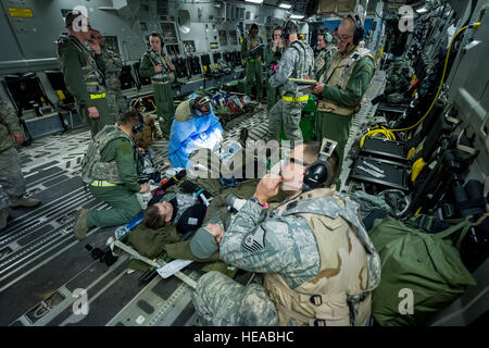 Critical care transport team (CCATT) team members, U.S. Air Force Lt ...
