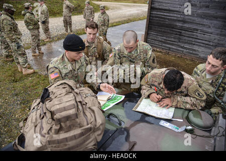 U.S. Army Soldiers plot their points for the land navigation course in ...