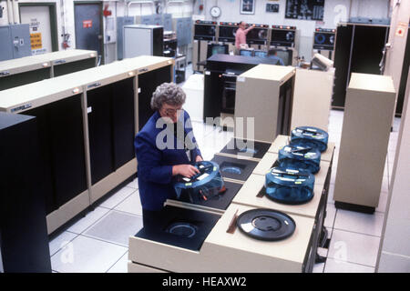 Elaine Penney of the 6th Missile Warning Squadron works in the computer ...