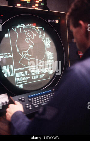 STAFF SGT. Paul Brawner of the 6th Missile Warning Squadron studies a ...