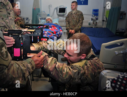 Special Medical Emergency Evacuation Device (SMEED) on display in the ...