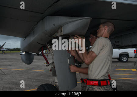 Air Force maintenance personnel replace the door hinge on an A-10 ...