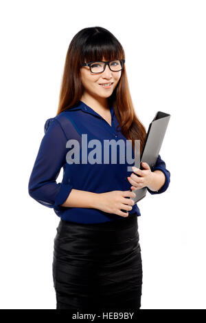 Female representative posing with file folder Stock Photo - Alamy