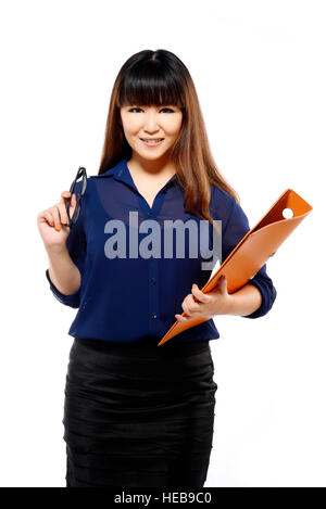 Female representative posing with file folder Stock Photo - Alamy