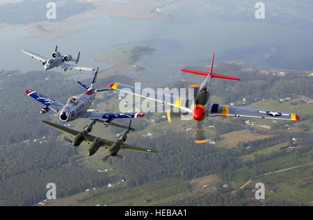 Four generations of Air Force fighter aircraft – A-10 Thunderbolt II, F ...