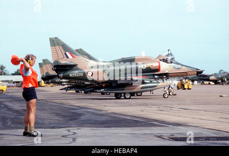 A right side view of a Royal Australian Air Force (RAAF) Mirage III-D ...
