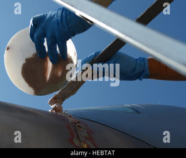 An Airman from the 7th Aircraft Maintenance Squadron marshals a B-1B ...