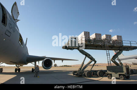 A 60k Tunner loader bearing a cargo of individual field rations waits ...