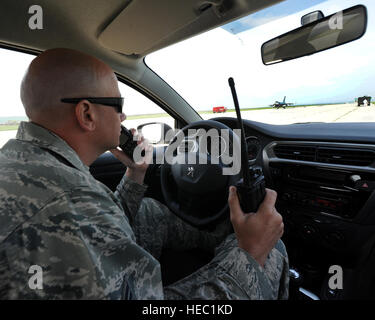 A U.S. Air Force firefighter with the 31st Civil Engineer Squadron ...