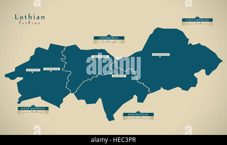 Modern Map - Lothian UK Scotland illustration Stock Photo - Alamy