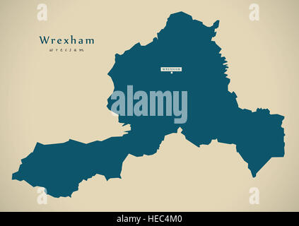 Wrexham, region of Wales - Great Britain. High resolution satellite map ...