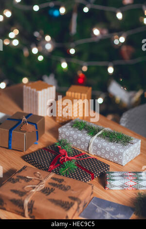Beautiful Christmas table setting with Christmas tree Stock Photo - Alamy