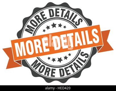 more details stamp. more details round sign. label on transparent ...