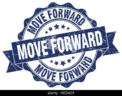 move forward round stamp with ribbon. sign. label Stock Vector Image ...