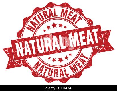 natural meat round stamp with ribbon. sign. label Stock Vector Image ...
