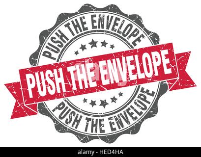 push the envelope stamp. push the envelope sign. round grunge label ...