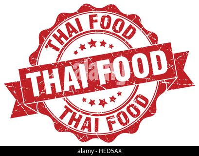 thai food sign. round ribbon label set. Stamp Stock Vector Image & Art ...