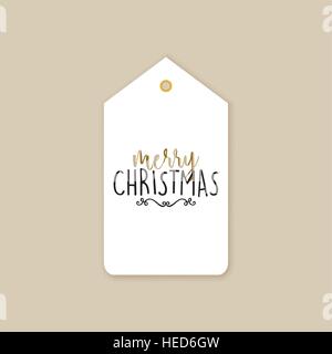 Vintage Merry Christmas decorative label with curved arch line and ...