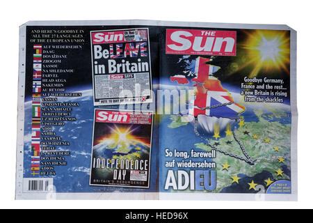 The Sun newspaper of 25 June 2016 announcing the resignation of UK ...