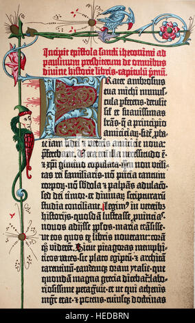 Page from the ‘Gutenberg Bible’ the first mass-produced book printed ...