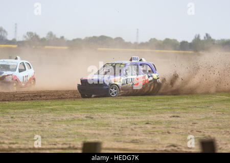 Romney Marsh, Kent, UK. 8th May, 2016. Round 3 of the Autograss racing ...