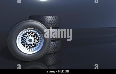 Automotive wheels background. 3D render Stock Photo - Alamy