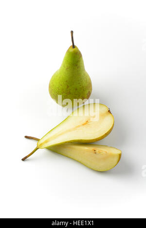 one whole pear, one half a pear and slice Stock Photo - Alamy