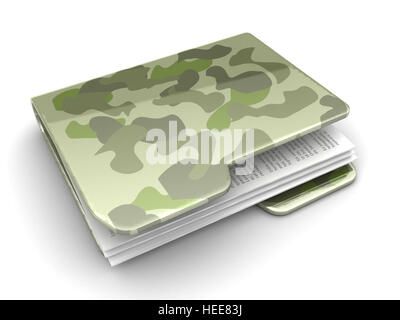 3d illustration of khaki color folder, army documents concept Stock ...
