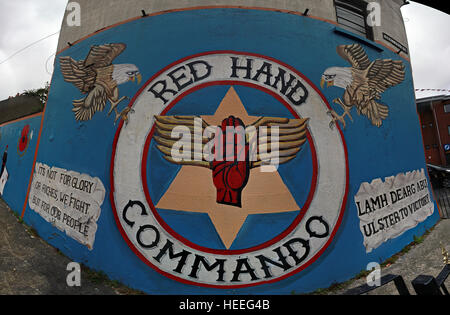 loyalist red hand of ulster murals in the Lower Shankill Road area of ...