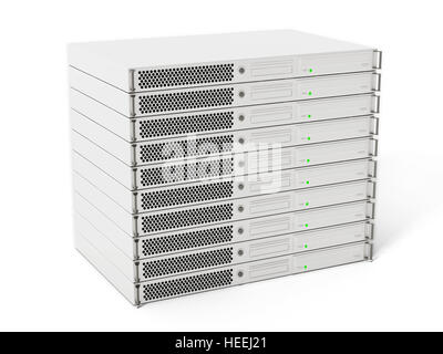 White data server units isolated on white background. 3D illustration ...