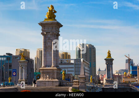 Western classic statues decorating Beian Bridge, Tianjin, China Stock ...