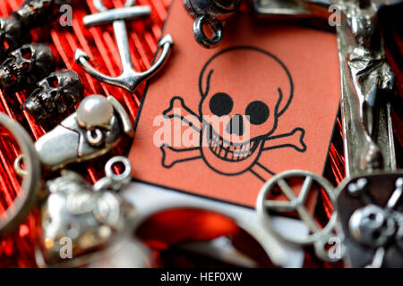 Costume jewelry and warning sign, toxic chemicals in cheap jewelry ...