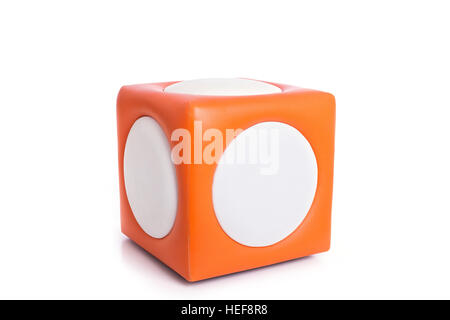 Orange square stool chair isolated on white background Stock Photo - Alamy