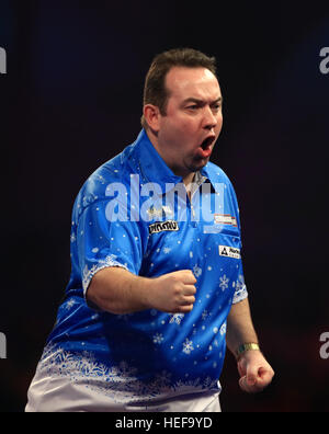 Christian Kist celebrates during his first round match against Madars ...