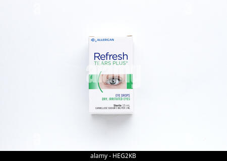 Allergan Refresh Tears Plus Eye drops isolated against white background ...