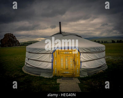 Entrance door of a yurt, Mongolian tent, Bavaria, Germany Stock Photo ...